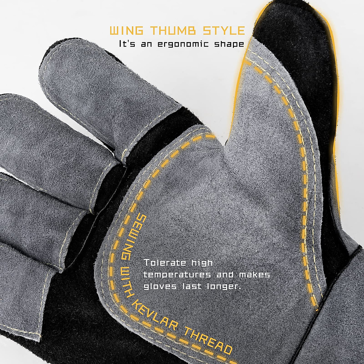 TOOLIOM 16 Inches 932℉ Welding Gloves for Mig/Stick Welding,Heat Fire Resistant Leather Forge with Kevlar Stitching Reinforced Thumb and Palm,Mitts for Welder/Oven/Grill/Pot Holder/Fireplace/Baking