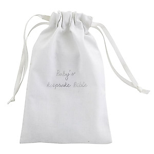 Stephan Baby Keepsake Bible with Embroidered Cover and Ribbon-Tie Closure, White