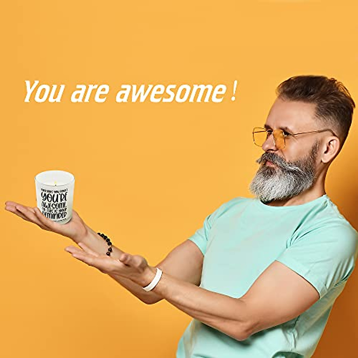 Mami Home Scented Candle Jar - Lavender Vanilla Candle with You are Awesome Message, Soy Wax Candles - Inspirational Gifts for Women Friends, Sister, Teachers, Coworkers, Valentine's Day Gift - 10oz