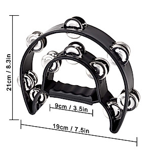 EASTROCK Double Row Tambourine and Stainless Steel Cylinder Shaker Hand Held Percussion Instrument for Kids, Adults, Professional Band Accompaniment