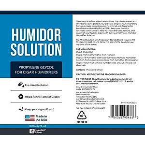 Humidor Solution, Propylene Glycol for cigar humidifiers, 3 Pack 16oz Humidor Accessories by Essential Values…
