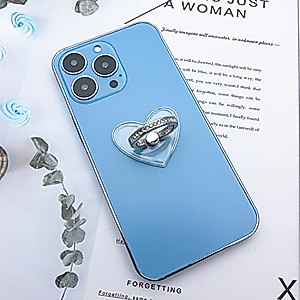 WOGROO Cell Phone Ring Holder Stand Compatible All Mobile Phones or Phone Cases, Transparent Phone Ring Holder Finger Kickstand 360°Degree Rotation Clear Phone Ring Grip, 2 Silver