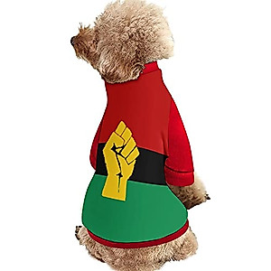 FunnyStar Black Power African Flag Warm Fleece Lined Dog Sweatshirt Pullover Cat Sweater Comfortable Pet Clothes red-style S
