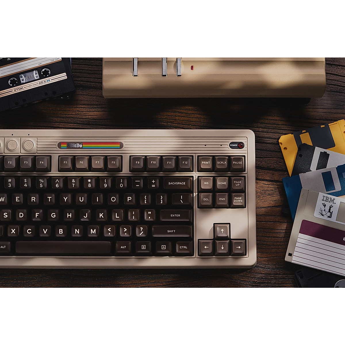 8BitDo Retro Mechanical Keyboard, Bluetooth/2.4G/USB-C Hot Swappable Gaming Keyboard with 87 Keys, Dual Super Buttons and Super Stick for Windows and Android - C64 Edition