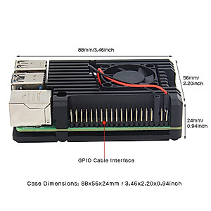 eleUniverse Armor Case with Fan for Raspberry Pi 4, Aluminum Alloy Metal Case with Cooling Fan Compatible with Raspberry Pi 4 Model B 2GB/4GB/8GB Computer