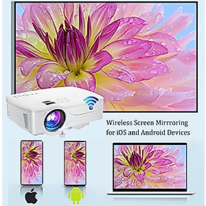 Computer Mini WiFi Projector Laptop 7500 Lumen, 1080P FHD Supported Portable Outdoor Movie Projector Synchronize Smartphone Screen,Compatible with TV, PC, HDMI, USB, VGA, iOS/Android