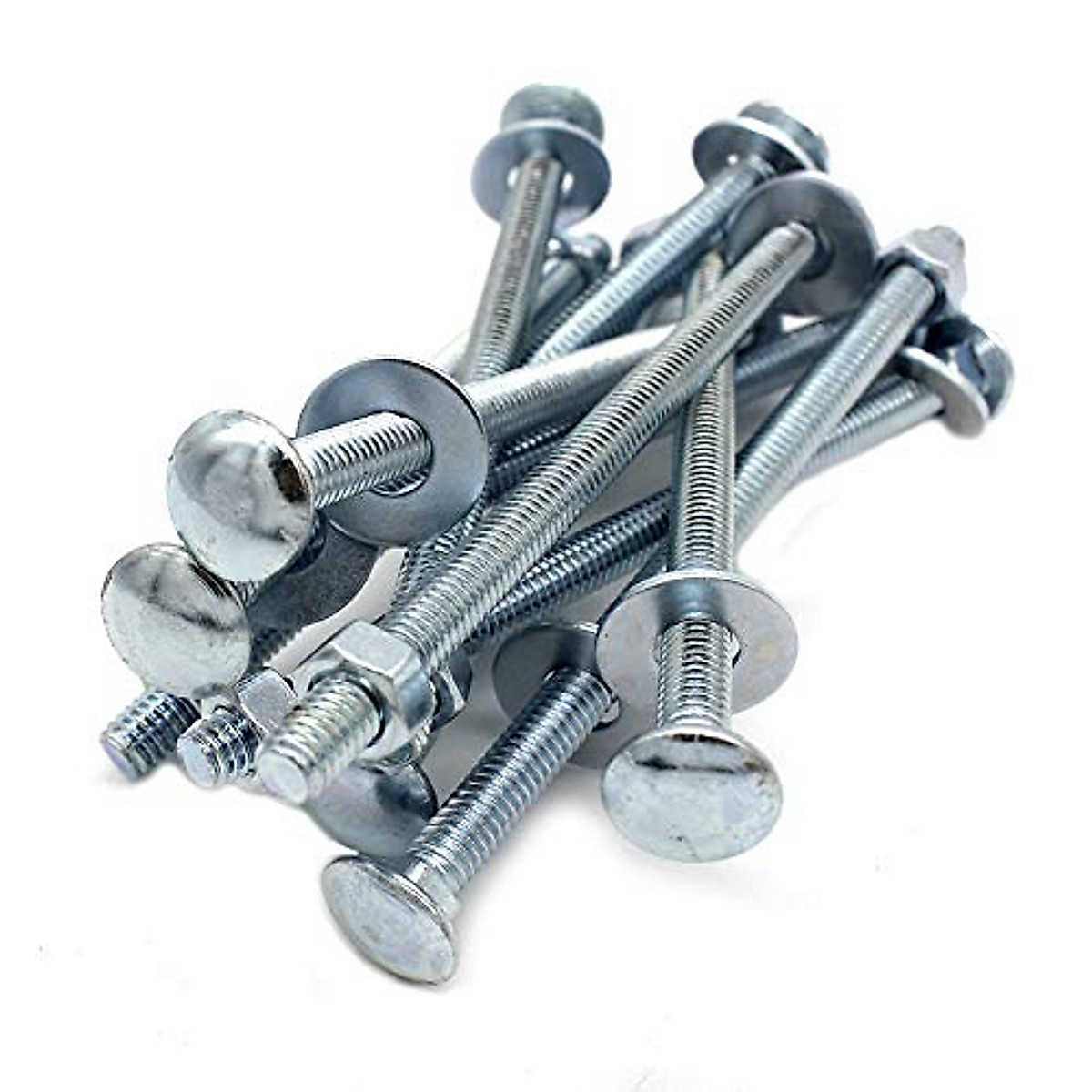 (4 pc) 3/8-16 x 6 Long Square-Neck Carriage Bolts Set w/Nuts & Washers,Zinc-Plated,Carbon Steel Grade 2,by Fullerkreg