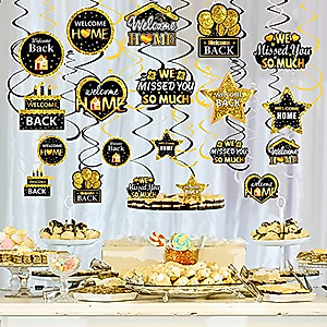 30Pcs Welcome Home Decorations We Missed you Hanging Swirls Decor, Welcome Back Home Hanging Ceiling Party Supplies, Homecoming Return Party Backdrop Sign