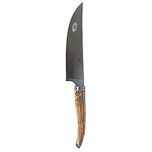 Laguiole en Aubrac Cuisine Gourmet Stainless Fully Forged Steel Made In France Cook's Chef 's Knife With Olivewood Handle, 7-in / 17.8cm