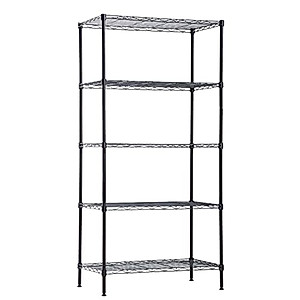 Wire Shelving Unit Metal Shelf Organizer Heavy Duty Wire Rack Storage Unit Rack Utility for Bathroom Office Kitchen (Black, 14" D x 24" W x 60" H)