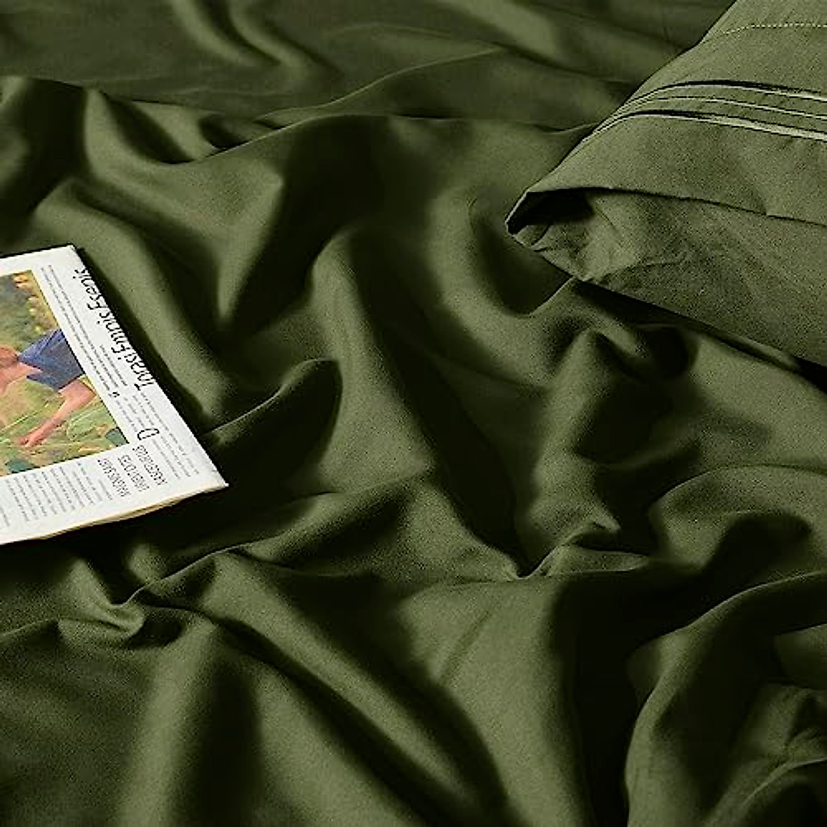 Homiest Extra Deep Pocket Queen Size Sheets Set, 6 Pieces Soft Olive Green Sheets 18-24 Inch Deep Pocket Bed Sheets, Hotel Luxury 1800 Thread Count Microfiber Bed Set Fits Ultra Deep Mattress