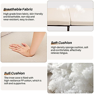 Redlife 55" Pull Out Couch Bed, 3 in 1 Convertible Sleeper Sofa Bed, Linen Fabric Love Seat Sleeper Bed Easy to Pull Out, with Pillows, Cup Holder, Charging Port Sofa Bed for Small Space (Beige)