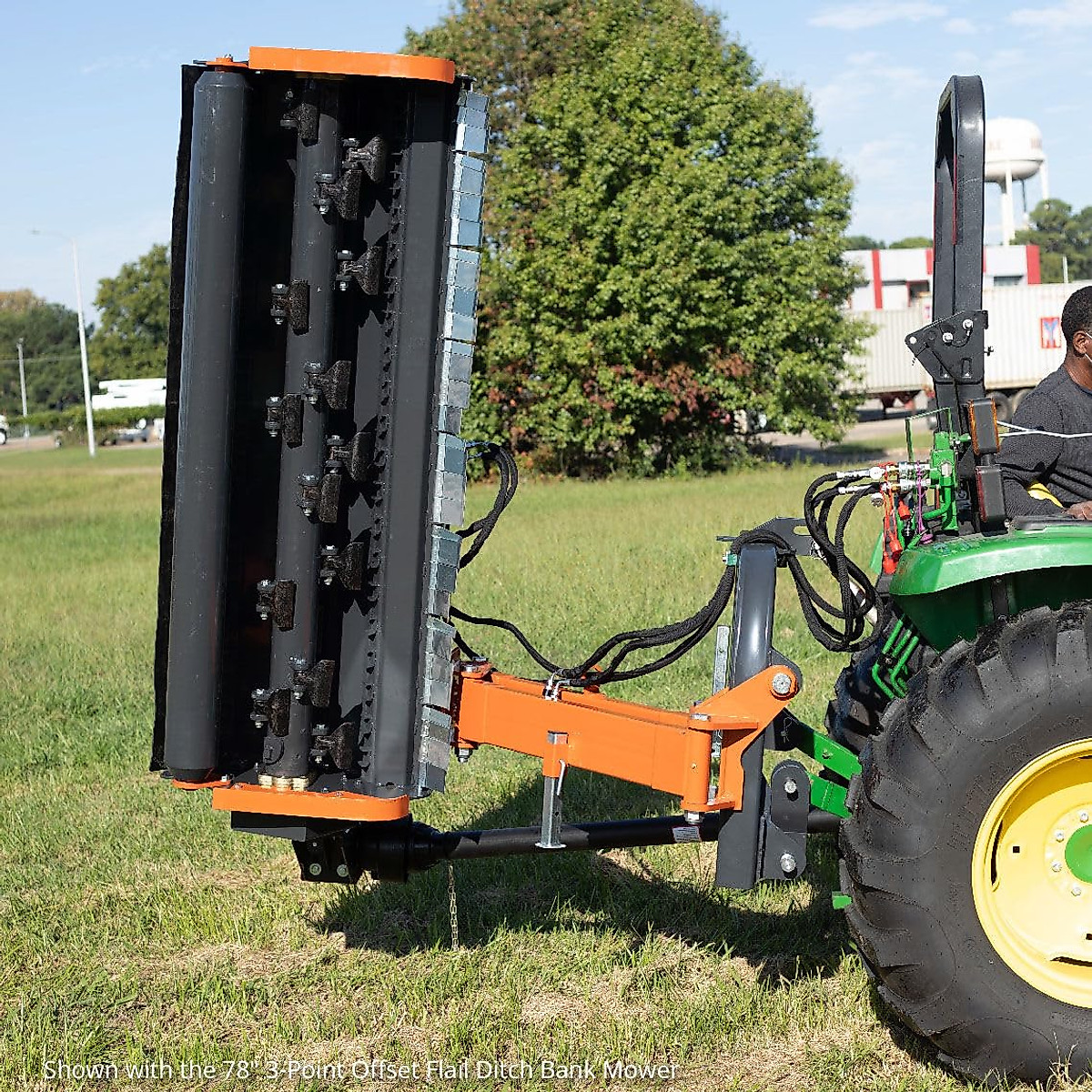Titan Attachments 86" Offset Flail Ditch Bank Mower, Mowing Attachment for Tractors and Loaders, Cat 2, 3-Point Hitch