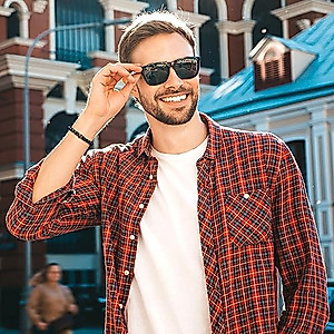 Bracelets for Men, Natural Tiger Eye Black Onyx Stone Protection Bracelets, Healing Mens Beaded Bracelet Gifts for Men Dad Boyfriend Husband Son Brother Grandpa Father