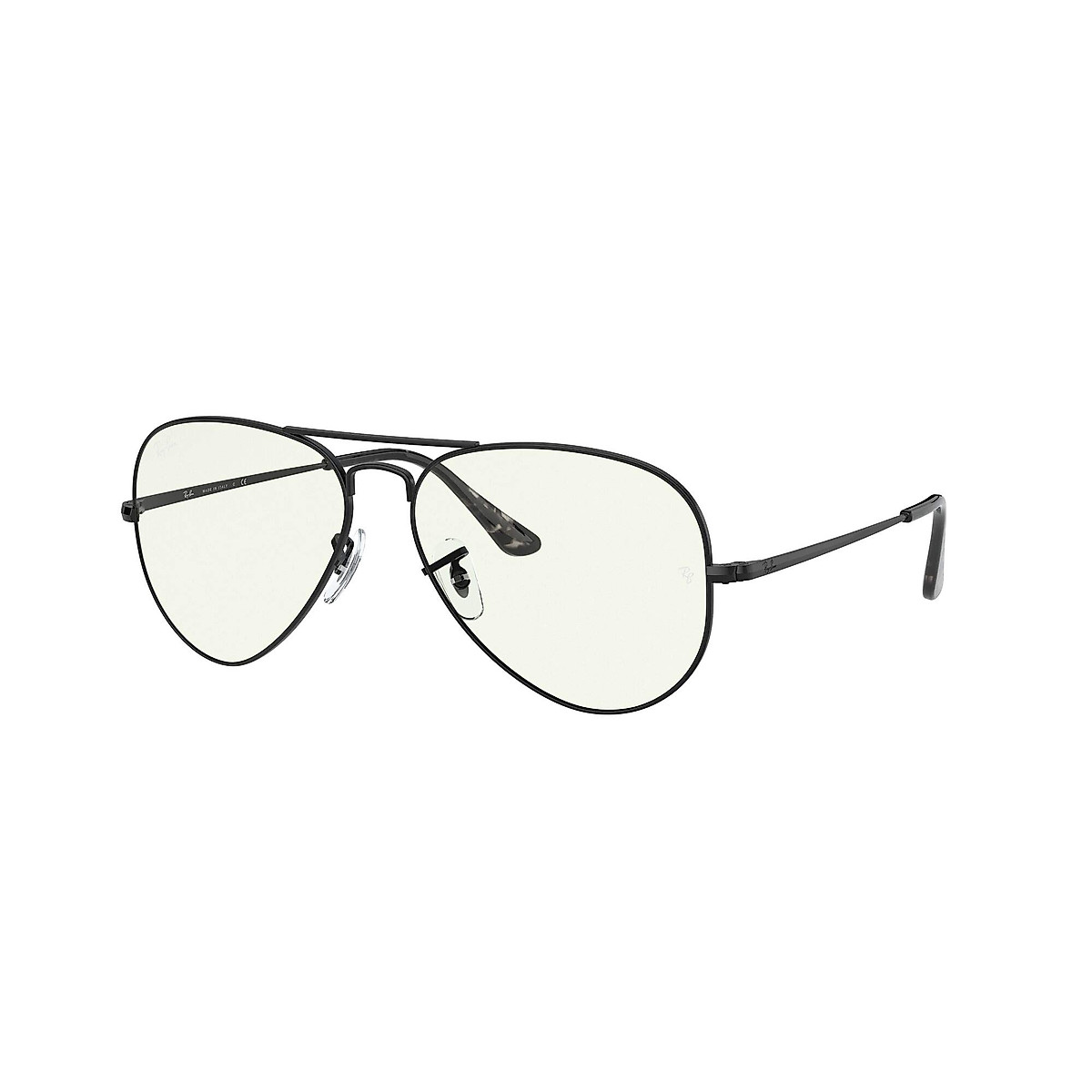 Ray-Ban Rb3689 Aviator Metal II Glasses, Black/Clear Blue Light Filtering, 62 mm