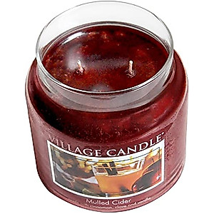 Village Candle Mulled Cider Medium Glass Apothecary Jar Scented Candle, 13.75 oz, Red