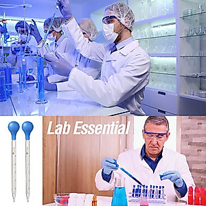 2Pcs Glass Graduated Dropper Pipette for Liquid Essential Oil, 10ml Lab Dropper Pipettes Transfer with Rubber Cap and 1Pc Cleaning Brush