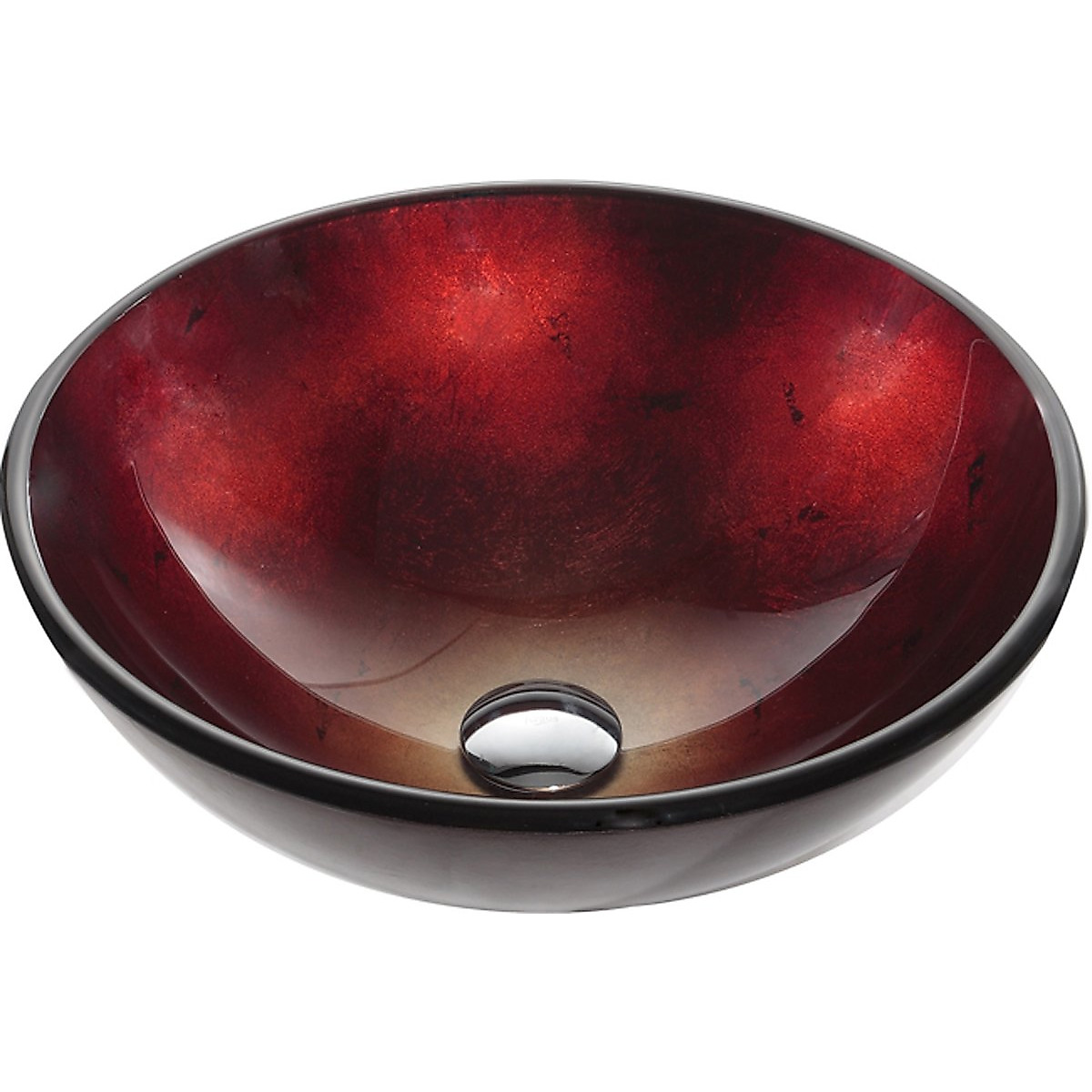 Irruption Red Glass Vessel Bathroom Sink with PU-MR Chrome