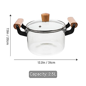 VOSAREA Glass Soup Pot Soup Pot Food Cooking Steam Pot Soup Serving Bowl Instant Noodle Bowl Noodle Pot Shabu Hot Pot Soup Pan Clear Ramen Pot Pasta Jug Glass Glass Cooking Pot