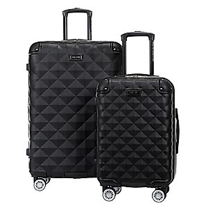 Kenneth Cole Reaction Diamond Tower Collection Lightweight Hardside Expandable 8-Wheel Spinner Travel Luggage, Black, 2-Piece Set (20" & 28")