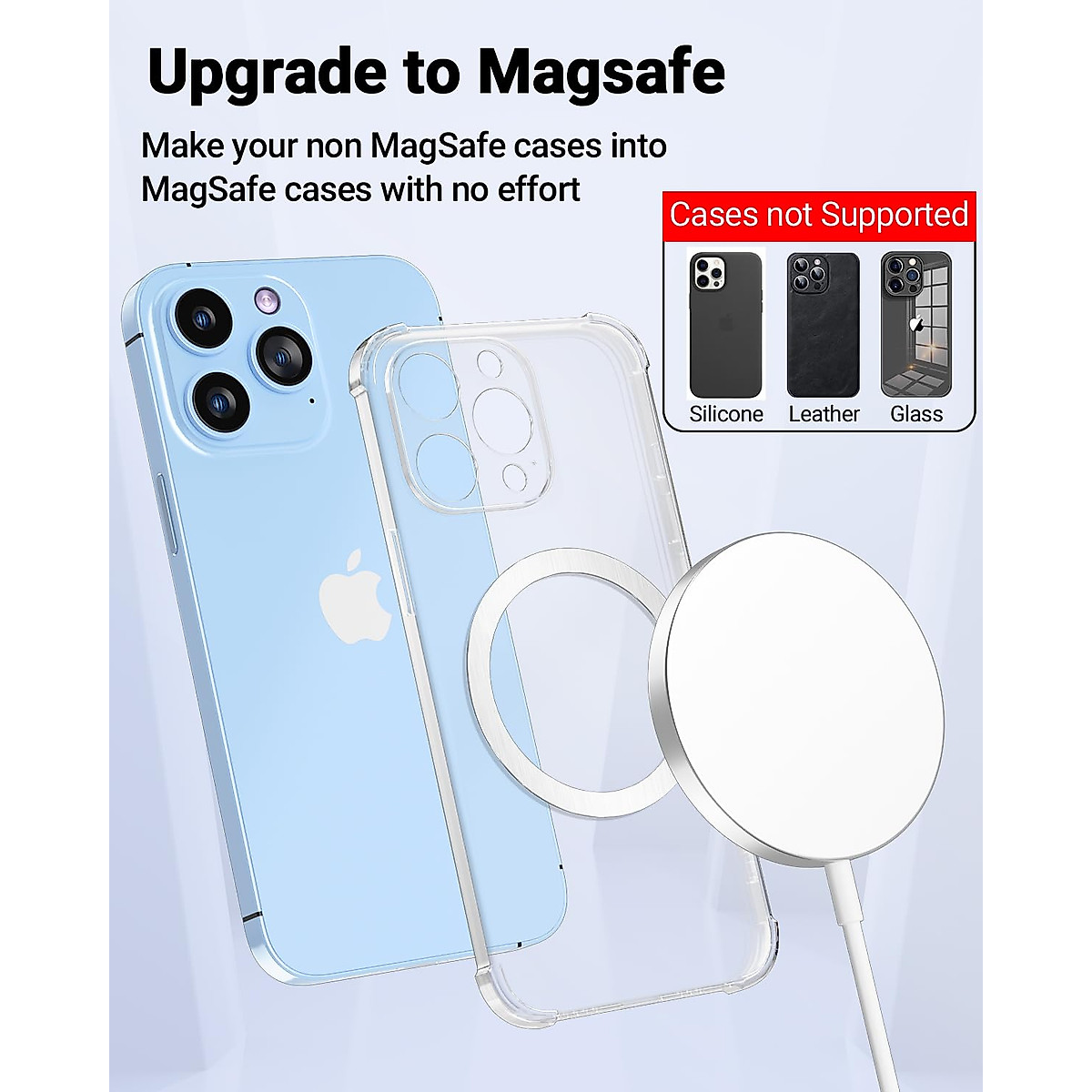 KALAPOP Magnetic Wireless Charging Magsafe Ring-6 PCS,Ultra-Thin(0.4mm) Magsafe Sticker, Compatible with iPhone 15/14/13/12 Series,Samsung Galaxy,Google Pixel Series,Magsafe Accessories-3Black&3Silver