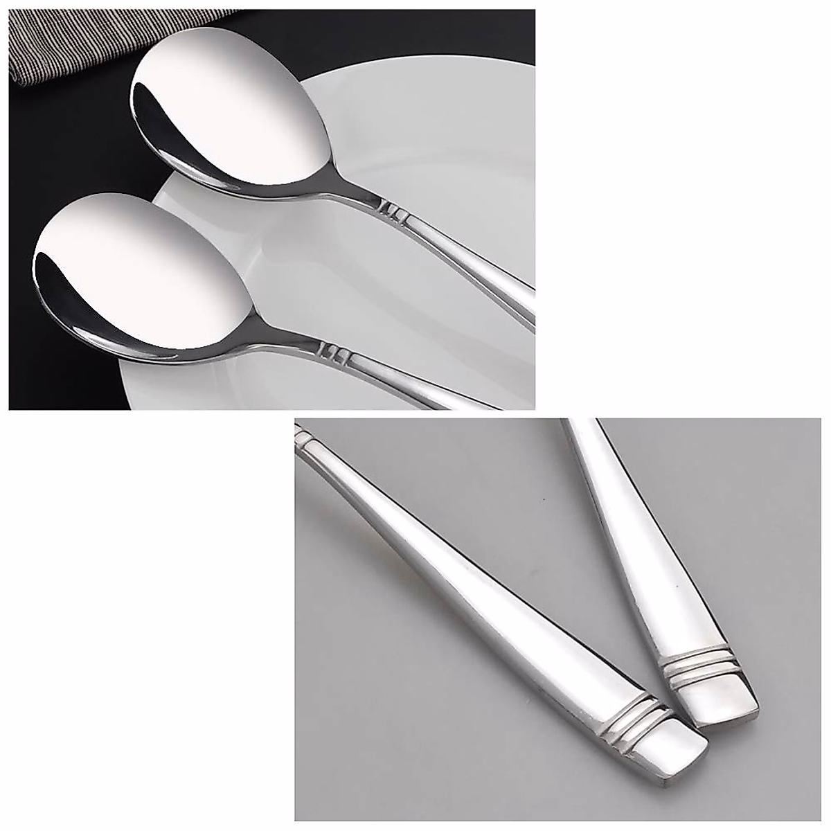 Obston Stainless Steel Buffet Serving Spoons, 9.65 Inch Dinner Buffet Spoons, Set of 6