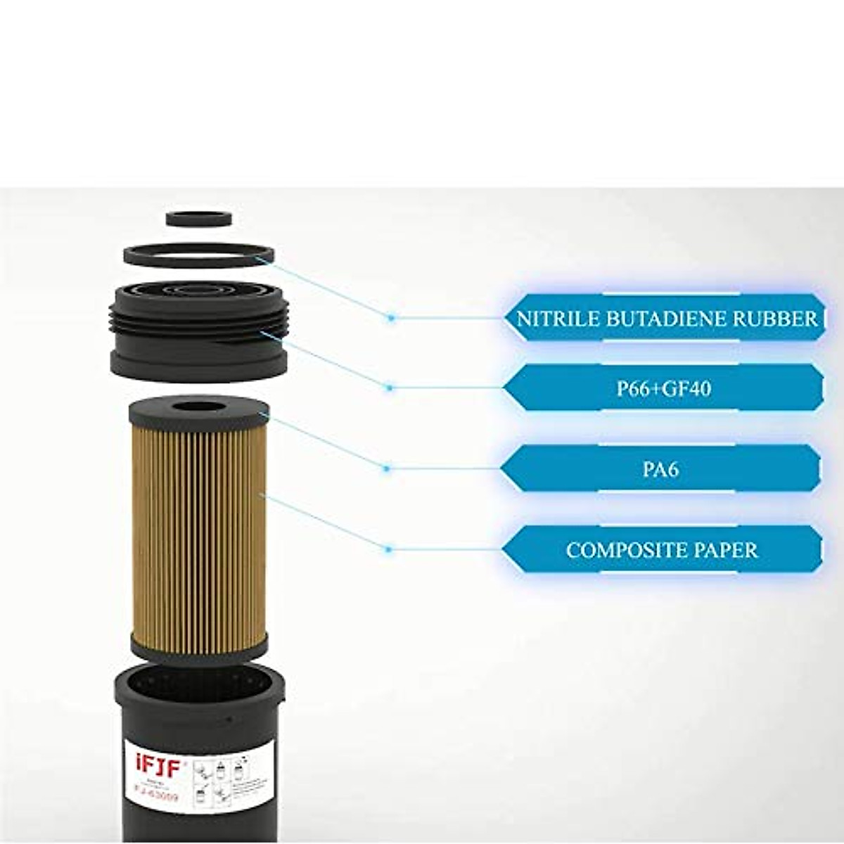 iFJF FF63009 Fuel Filter for 5303743 Replaces FF63008 Element FH22168 with Replacement for B/L Series Engine Filtration 10 Micron Dirt Holding Cap Protection Fuel System Life(Set of 6)