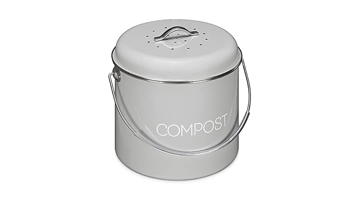 Navaris Metal Compost Caddy Bin - 1.3 Gallon Kitchen Composting Bucket ...
