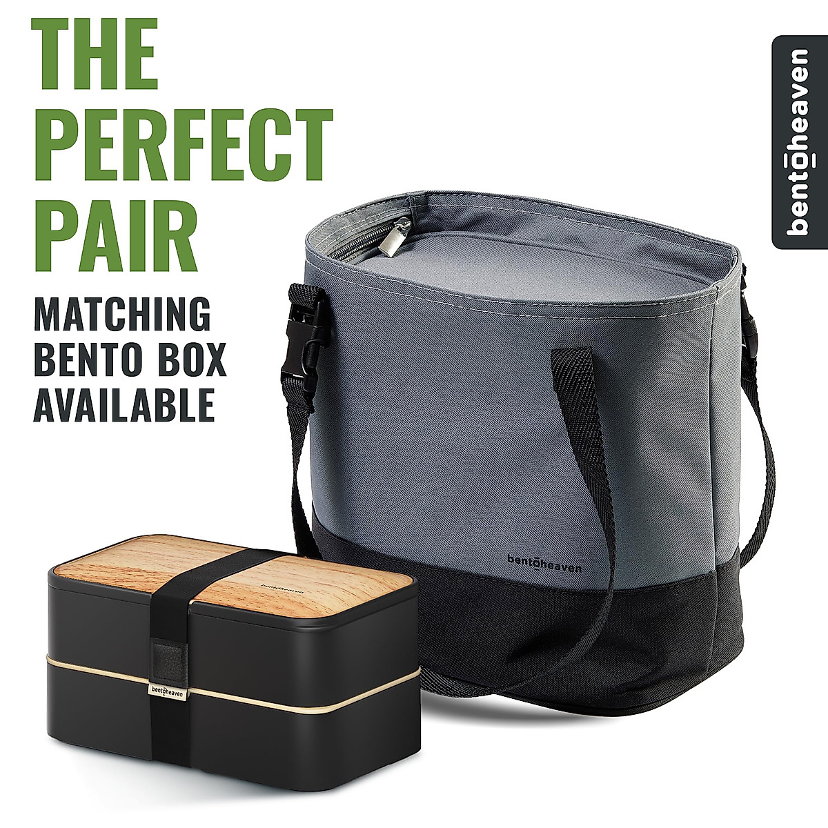 Insulated Lunch Tote for Work and School with Durable Materials, Variable Strap/Handler, Wide Opening - Cooler Lunch Bag for Women & Men - Fits All Bentoheaven Bento Lunch Boxes and Other Containers