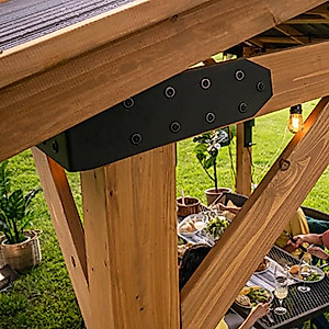 Backyard Discovery Norwood 14x12 All Cedar Wood Gazebo,Thermal Insulated Steel Roof, Durable, Supports Snow Loads and Wind Speed, Rot Resistant, Backyard, Deck, Garden, Patio