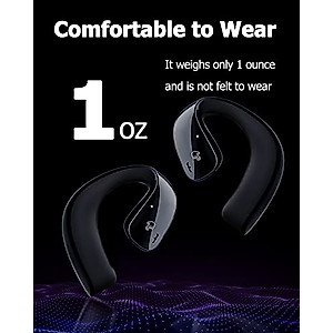 Open Ear Headphones Wireless Bluetooth Running Open Ear Clip Earbuds with Earhooks Air Bone Conduction Headphones Bluetooth Waterproof Over The Ear Wireless Wrap Around Earbuds for Gym Workout Sport