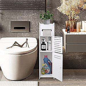 WITSJYA Small Bathroom Storage Cabinet, Upgrade L7.8 x W7.8 x H31.5 Bathroom Organizer, Narrow Bath Sink Organizer, Towel Storage Shelf for Paper Holder