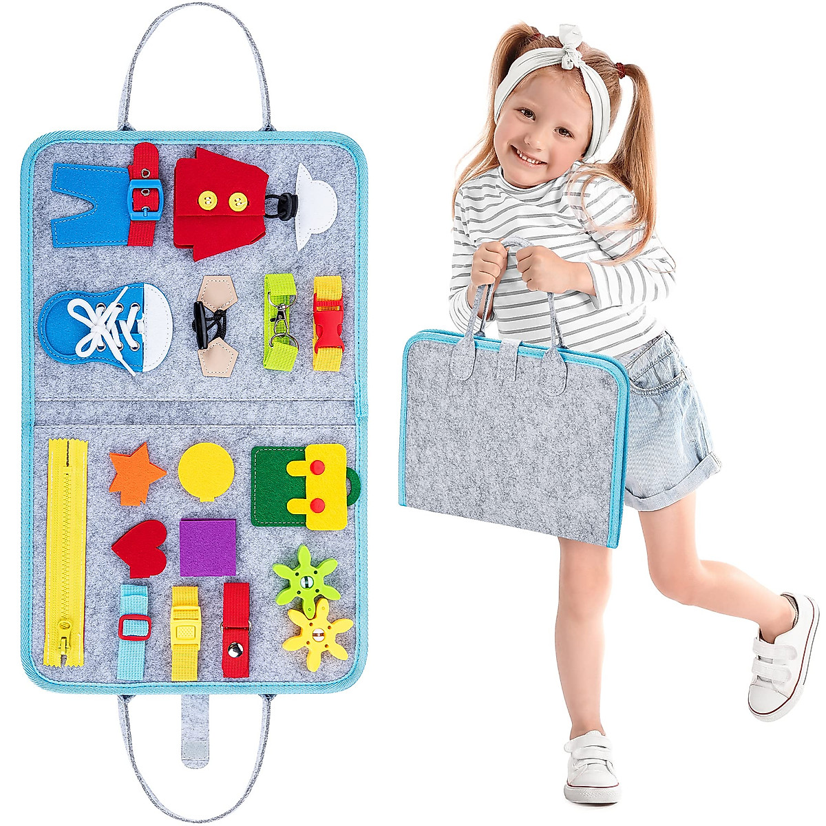 Busy Board Montessori Toys for Toddler Baby Toys Sensory Toys for Autistic Children Fine Motor Skills Baby Activity Center Toddler Activities Airplane Toy Toddler Travel Toys