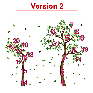 decalmile Green Tree Wall Stickers Flying Leaves Birds Wall Decals Bedroom Living Room Sofa TV Background Wall Decor