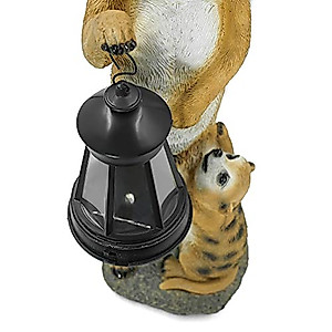 Dreamseden Outdoor Decorations for Garden Yard Lawn Patio, Funny Meerkat Statues with Solar Powered Lights