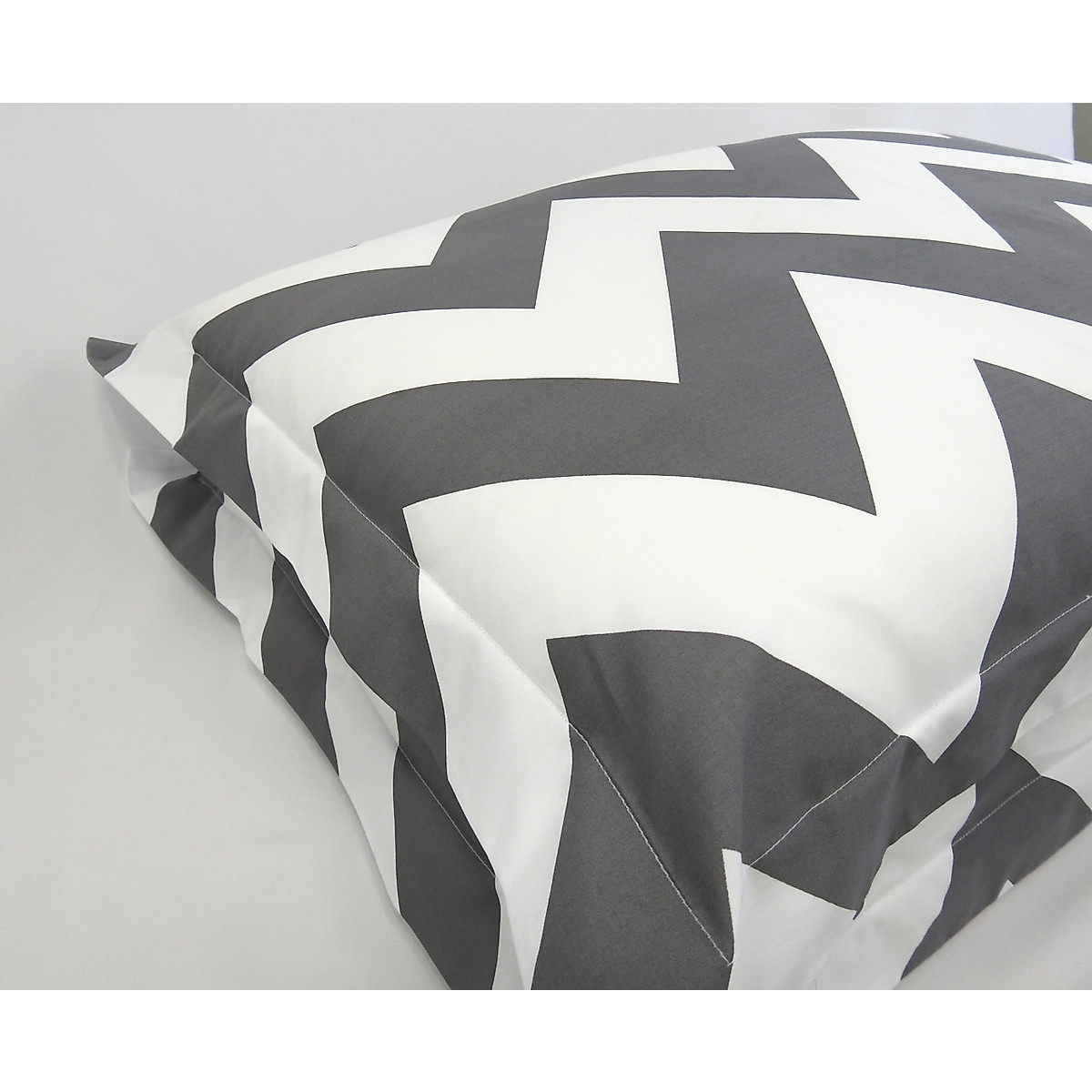 sheetsnthings King/California King - Chevron- Grey with White- 3pc Duvet Cover Set 100% Cotton Fiber Reactive Prints Duvet