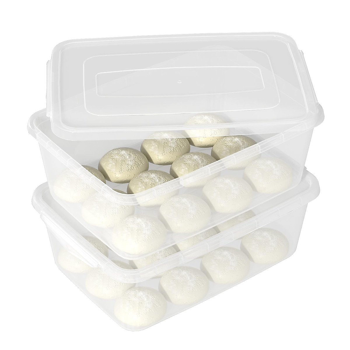 Vadidiya 2-Pack Clear Pizza Dough Proofing Box with Lid, 16 Quart Household Pizza Dough Container