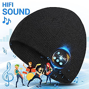 Stocking Stuffers for Men Women Bluetooth Beanie Hat with Headphones, Christmas Tech Gifts for Teen Boys Girls Teenagers Boyfriend Brother, Birthday Presents Unique Gift Idea for Men Dad Husband Him