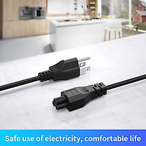 6FT Long TV Power Cord, 3 Prong Mickey Mous AC Power Cord Replacement for LG LED LCD Smart 1080p HDTV 32LB5600 42LB5600 55LB5900, Epson Printer Power Cable (IEC-60320 C5 to NEMA 5-15P), 1Pack