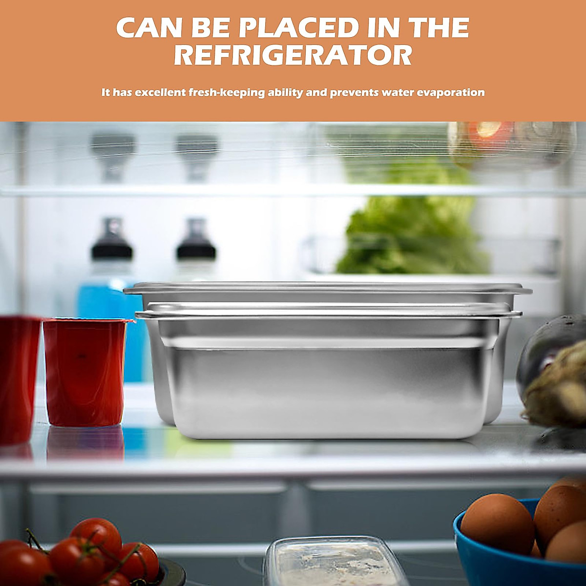 SCHBIT 2pcs Stainless Steel Food Containers 304 Stainless Steel Fruit Food Storage Box Metal Storage Container Set Stainless Steel Baking Pan for Oven Dishwsher Freezer,Safe Stackable 1000/2600ml