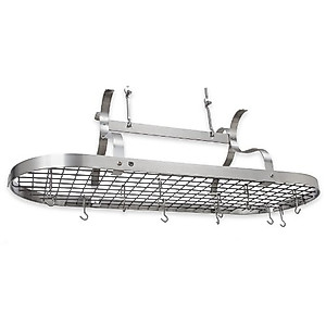 Enclume Premier Scroll Arm Oval Ceiling Pot Rack, Stainless Steel
