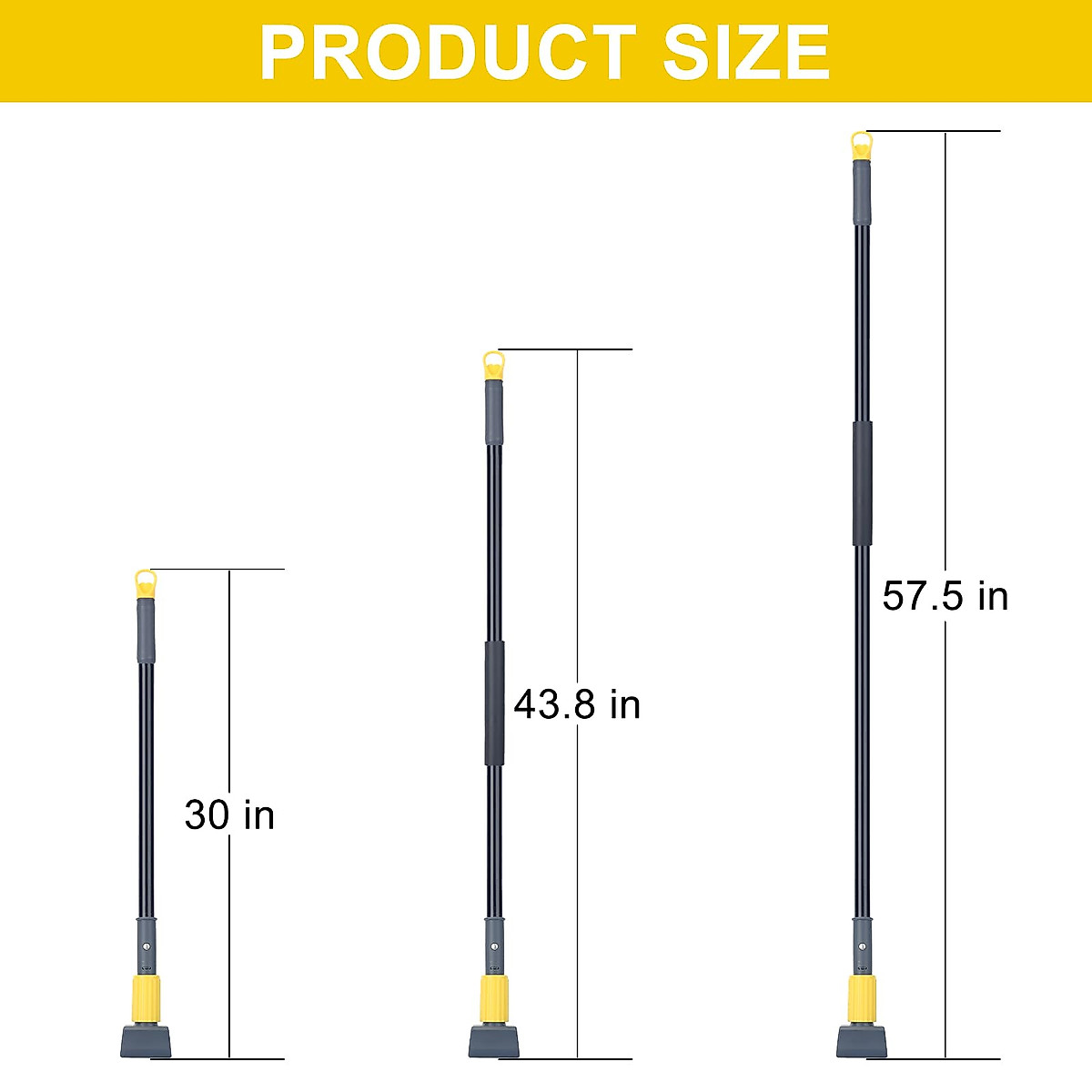 KeFanta Metal Mop Handle Commercial Heavy Duty,58" Industrial Mop Stick with Jaw Clamp,Wet Gripper Mop Head Replacement Holder for Floor Cleaning