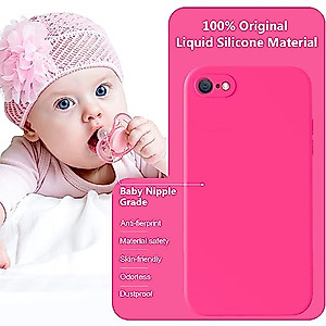 Vooii for iPhone SE Case 2022/3rd/2020,iPhone 8/7 Case, Upgraded Liquid Silicone with [Square Edges] [Camera Protection] [Soft Anti-Scratch Microfiber Lining] Phone Case for iPhone SE - Hot Pink
