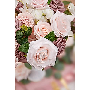 Serwalin Artificial Flowers Dusty Rose Fake Silk Flowers for DIY Wedding Bridal Bouquets Pink Fake Rose Flowers Combo Centerpieces Arrangements Party Baby Showers Home Cake Decorations