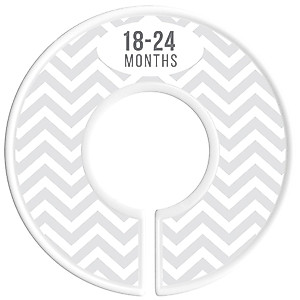 Baby Closet Size Dividers, Light Grey, Set of 6 Organizers, Stripe, Chevron