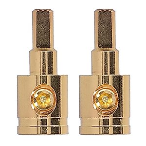 2Pcs 0Ga Wire Reducer,Power Wire Gauge Reducer Terminal Connector Pure Copper Gold Plated for Car O Amplifier Modification 0 Awg to 4 Awg Reducer