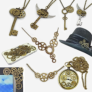 30pcs Antique Bronze Mix Skeleton Steampunk Clock Face Watch Gear Cog Wheel Pendant Charms Jewelry Making DIY Steampunk Gear Pendant Charms Wholesale (M071)