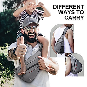 WOOMADA Sling Backpack, Crossbody Shoulder Bag, Water Resistant Travel Hiking Daypack for Men Women, Chest Bag with Anti-theft Pocket for Travel, Hiking, Cycling, Camping(Grey)