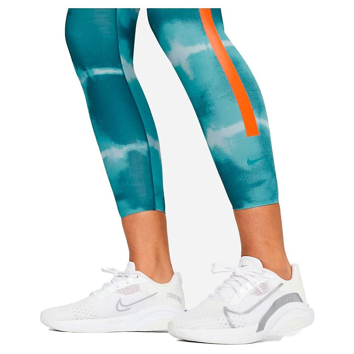 Nike Women's Mid Rise 7/8 One Luxe Leggings (US, Alpha, Small, Regular, Regular, Ash Green/Rush Orange/Clear)