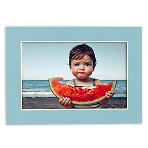 6x8 Mat Bevel Cut for 4x5 Photos - Acid Free Aqua Blue Precut Matboard - For Pictures, Photos, Framing - 4-ply Thickness